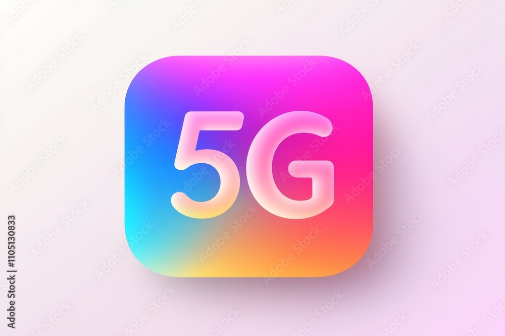 Abstract 5G icons with bright, simple gradient colors and high-tech ...