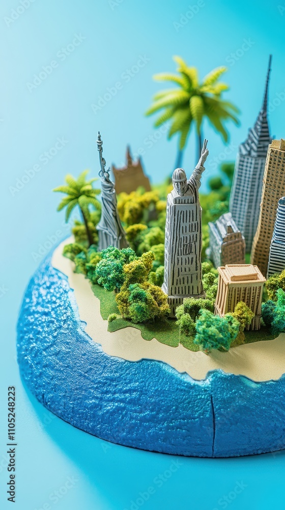Miniature World: Iconic Landmarks on a Tropical Island Diorama, A ...