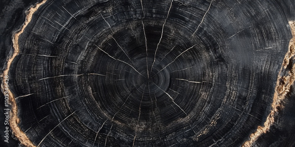 Cross section of black ebony wood, known for its incredible hardness ...
