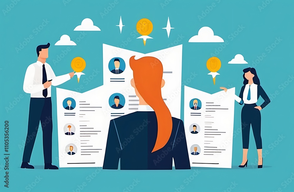 Recruitment, review candidate resume, talent seeker or HR human ...