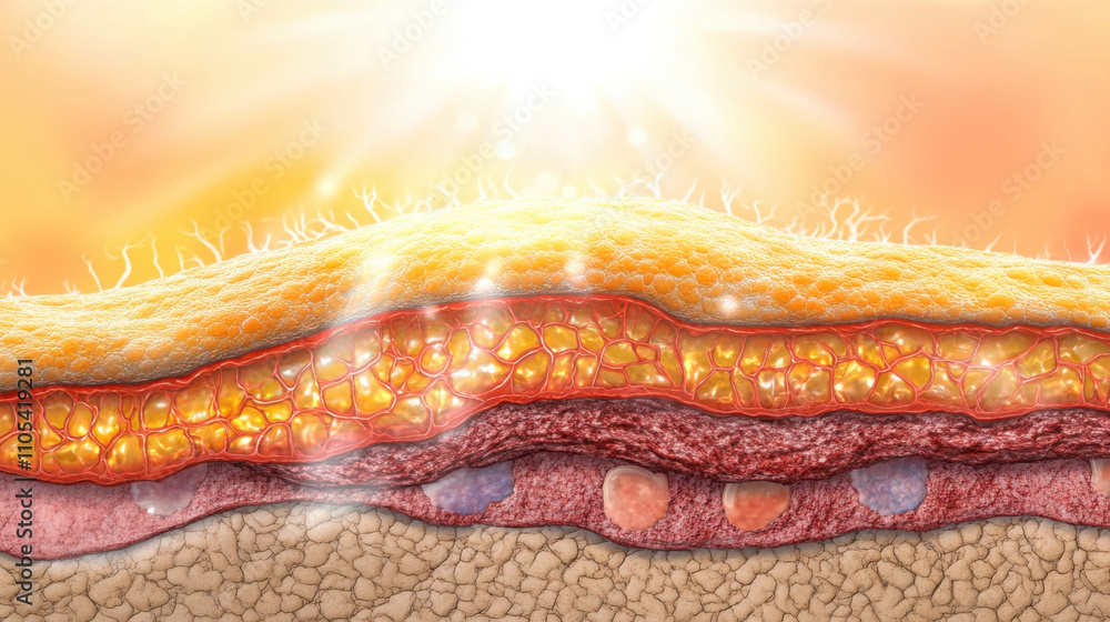 Detailed Illustration of Human Skin Layers Demonstrating Biological ...