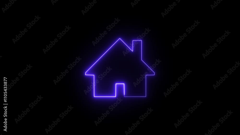 Home icon animation Neon home icon animation, shiny symbol. glowing ...