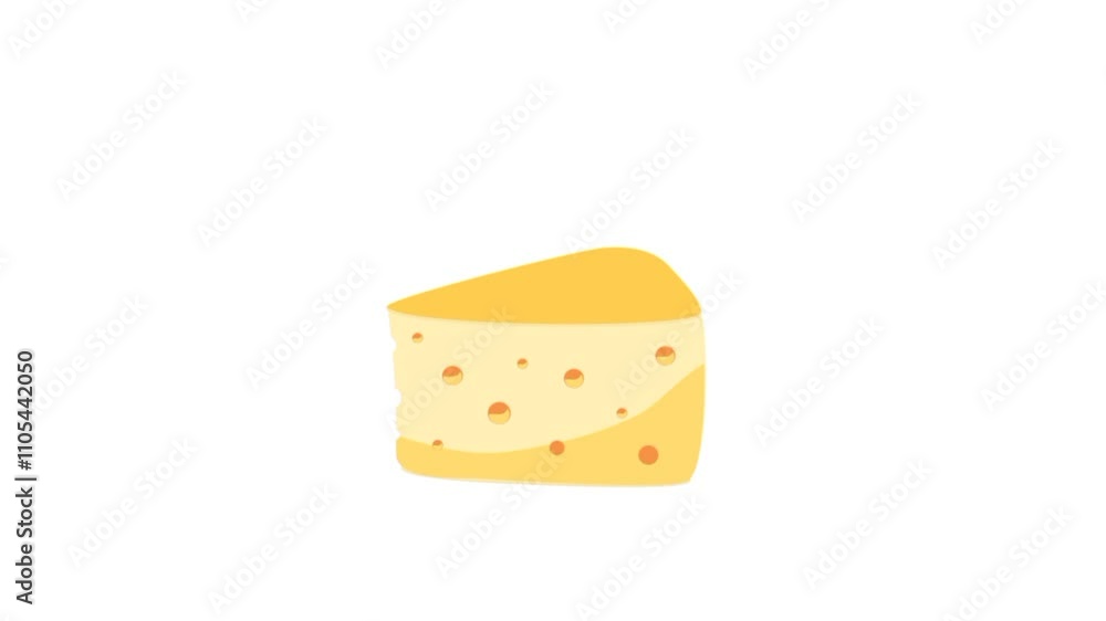 Cheese slice 3d animation. Cheese product isolated on white background ...