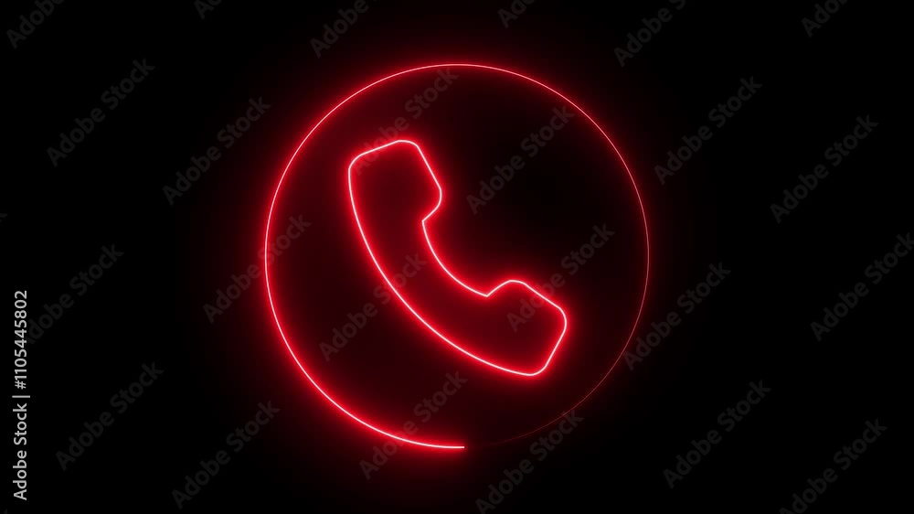Neon call icon voice animation on black background Call icon with icon ...