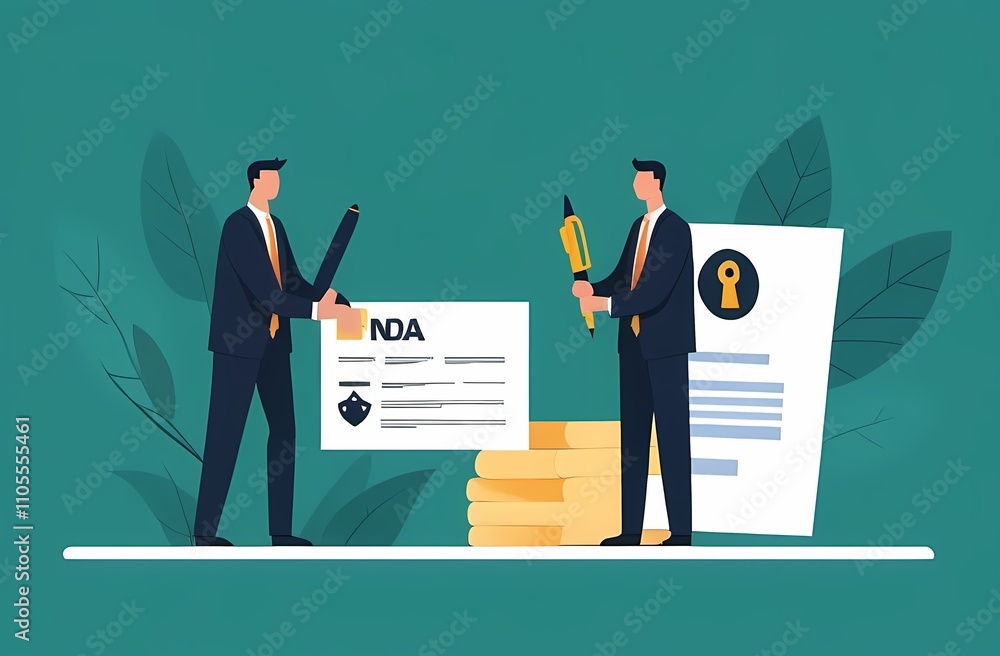 NDA, Non disclosure agreement contract signing, legal confidential ...