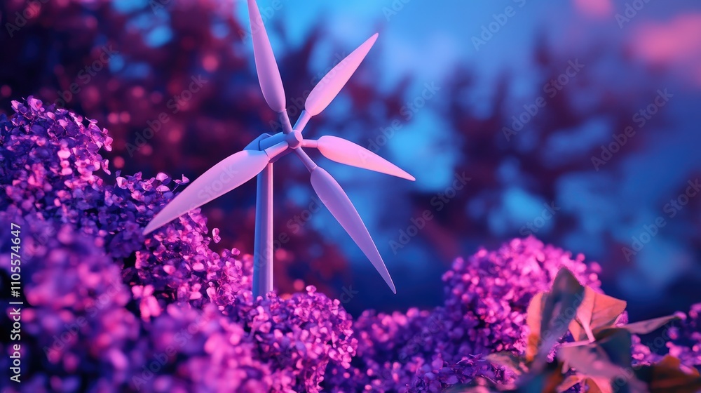 Wind turbine flat design front view eco-friendly theme animation vivid ...