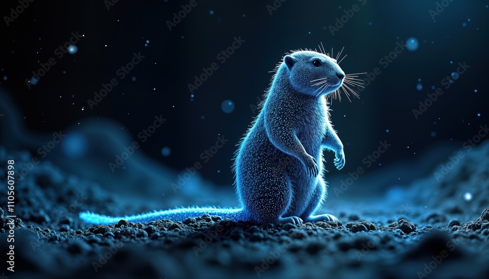 Abstract groundhog illustration shaped like planets cosmic scenes ...