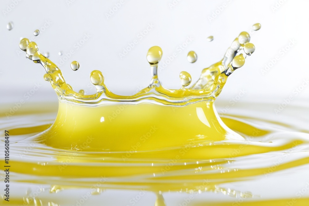 A vibrant splash of yellow liquid creates a surprisingly calming and ...