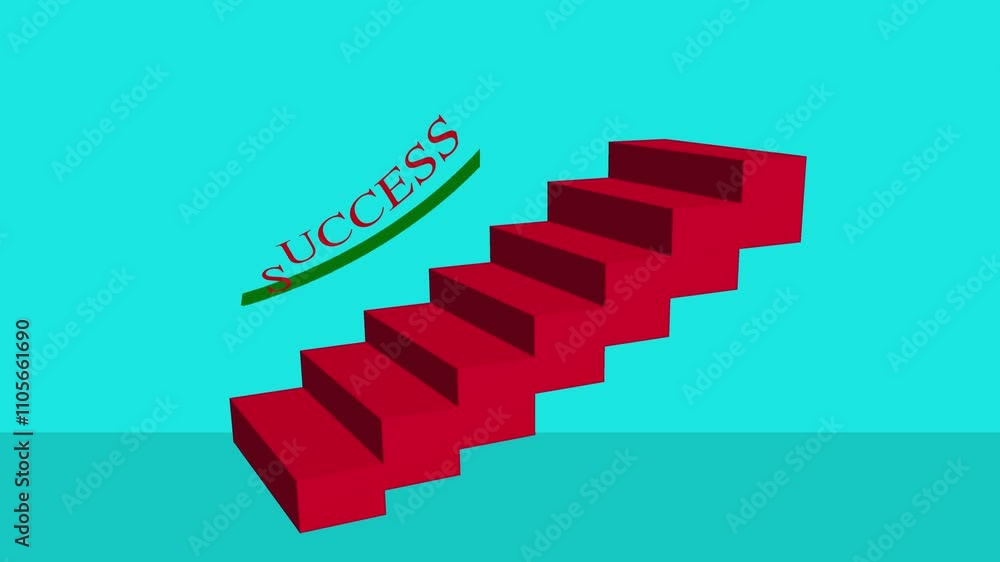 animated of heaped success stairs with upward arrow-money making stairs ...