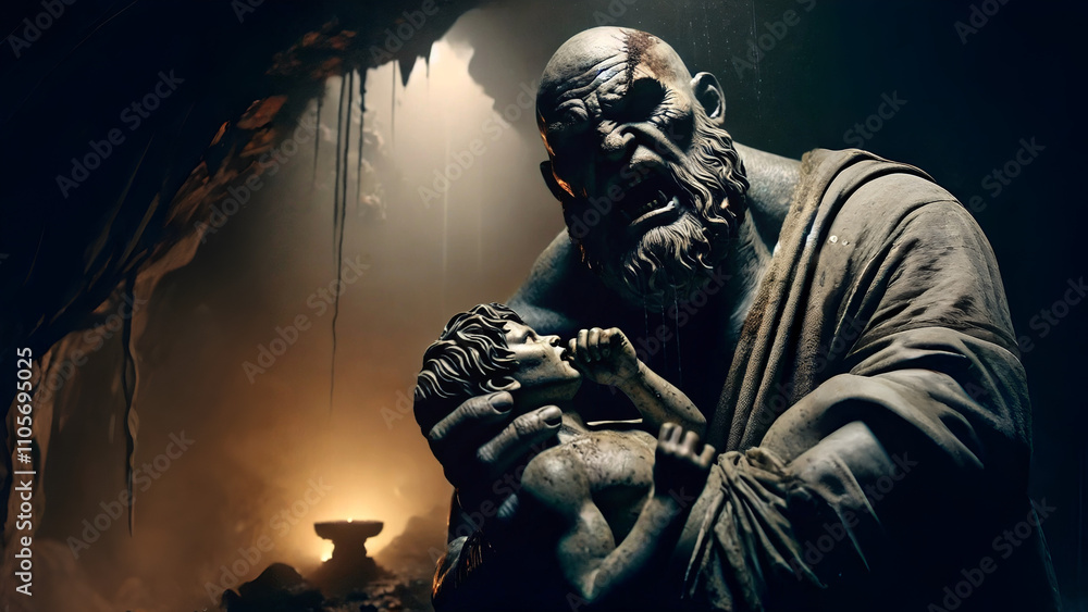 Depiction of Cronus eating his children, greek mythology Stock ...