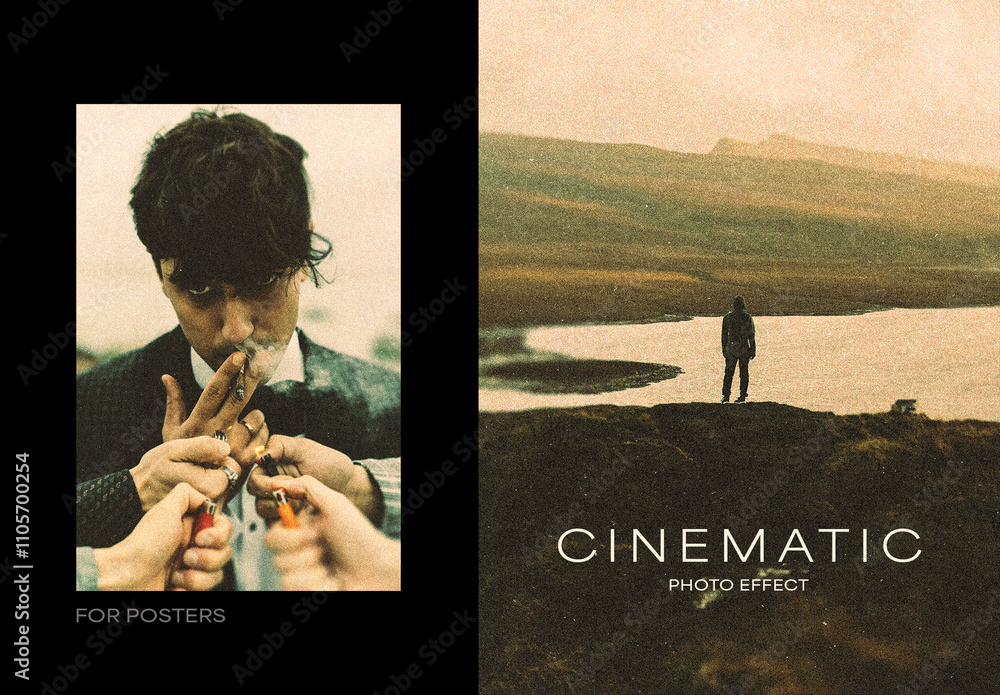 Grain Cinematic Poster Photo Effect Mockup Stock Template | Adobe Stock
