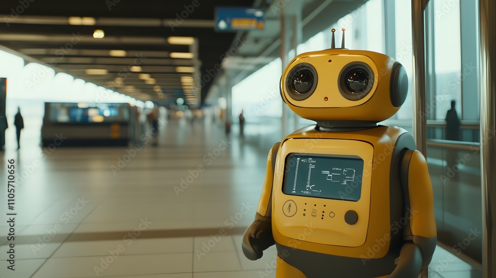 84. A friendly robot giving directions to travelers in a high-tech ...