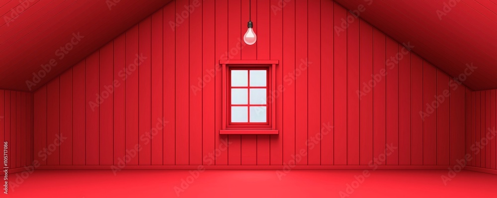 A modern cartoon illustration of a house attic interior, showing an ...