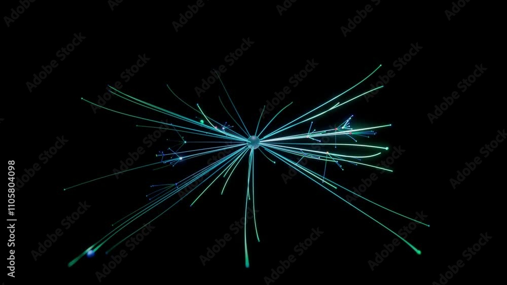 3D Animation of Growing, Branching and Spreading Colorful AI Neural Network Visualizing ...