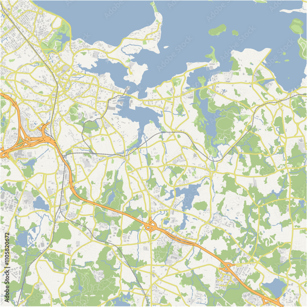 Poster Map of Weymouth in Massachusetts in a normal road map style ...