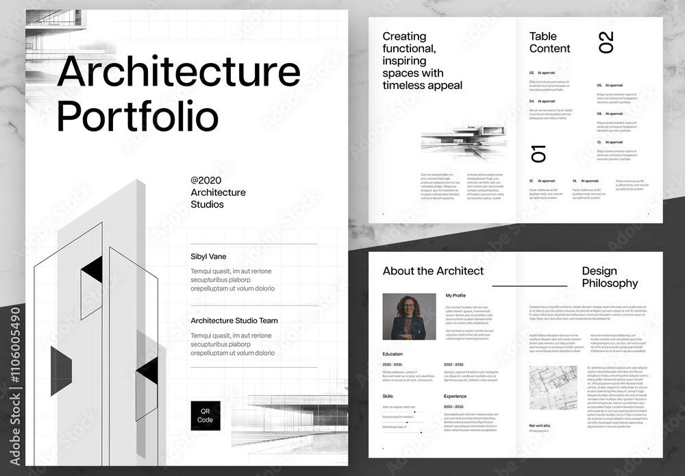 Black And White Architecture Portfolio Stock Template | Adobe Stock