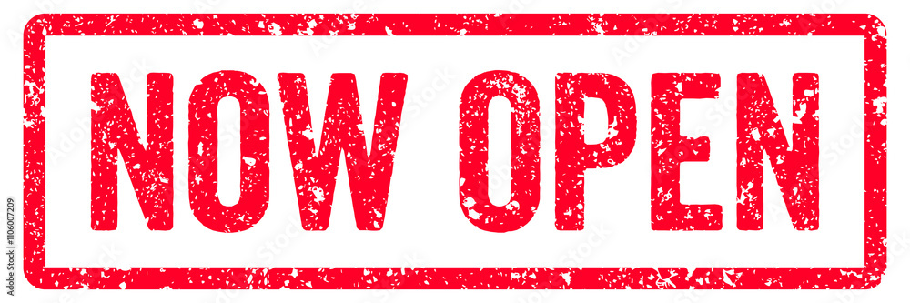Now Open Stamp Transparent Seal, Red Grunge Now Open Word Rubber Stamp ...