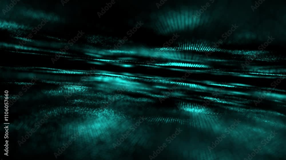Abstract futuristic cyber world scene, sci-fi mesh on black background ...