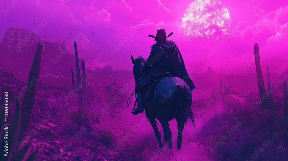 Photo & Art Print Sinister cactus outlaw wearing spurs and a poncho ...