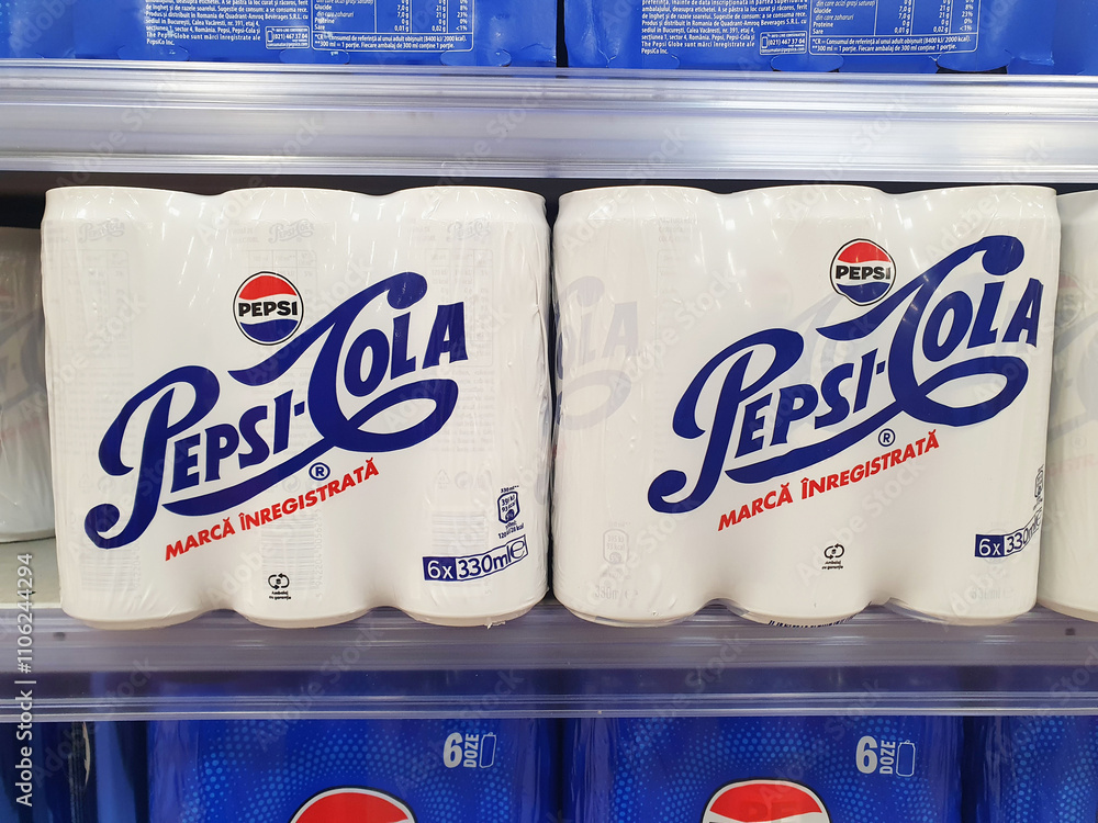 BUCHAREST, ROMANIA - NOVEMBER 16, 2024. Pepsi Cola Classic, pack of six ...