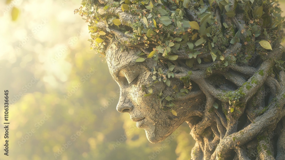 Mystical Dryad: 3D Render of Enchanting Wood Nymph Emerging from Giant ...