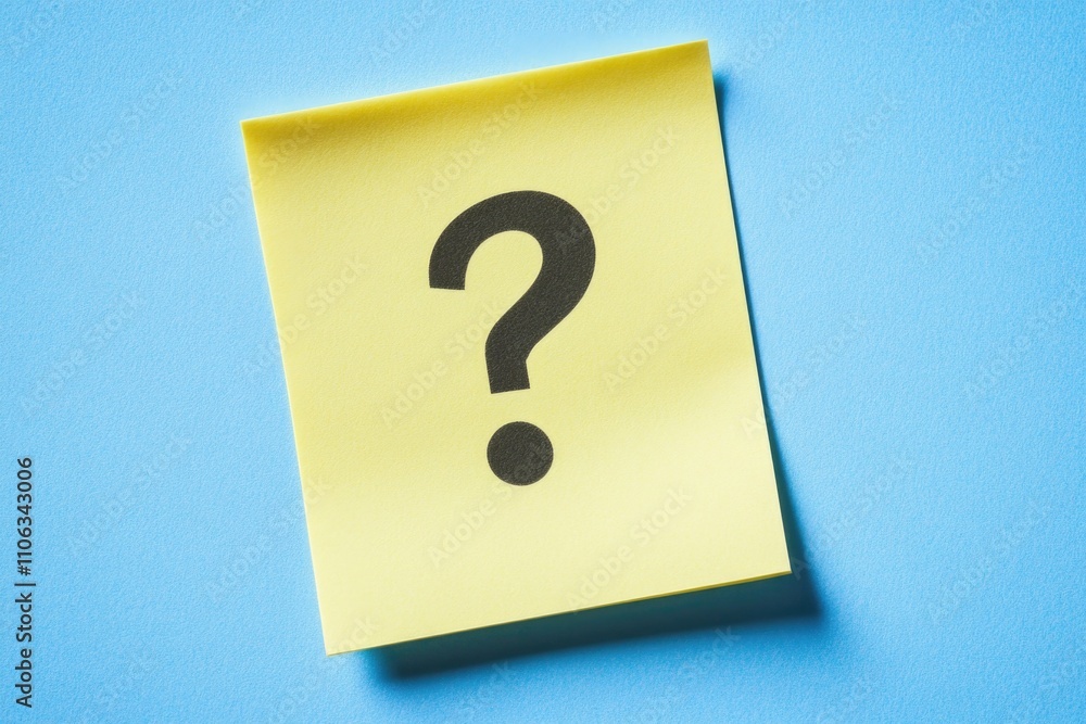 A simple sticky note with a question mark on it, often used to ask ...