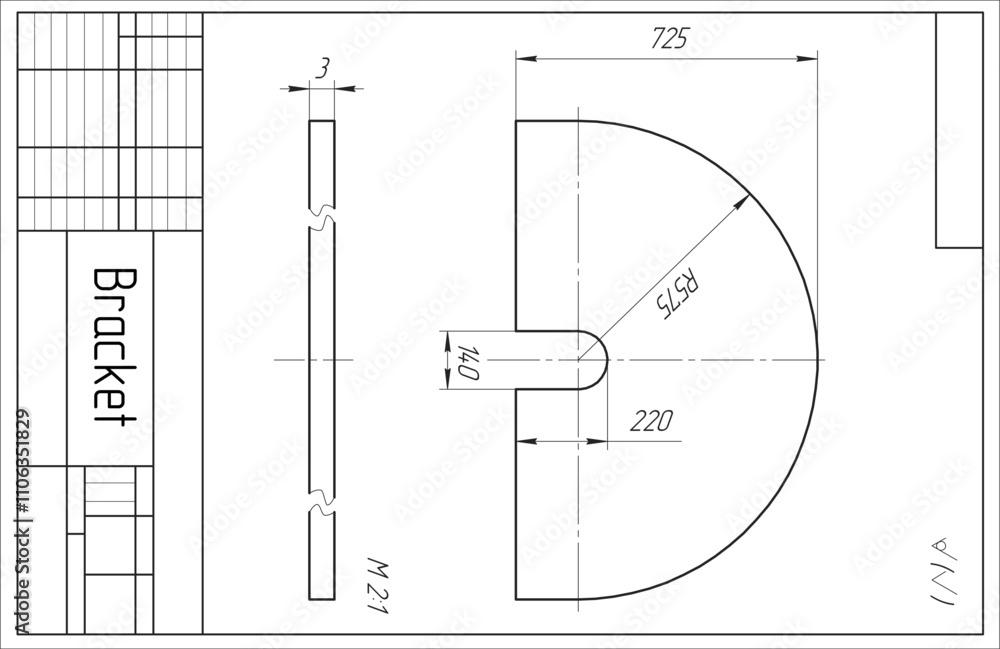 Vector mechanical part of machine - bracket. Engineering assembly ...