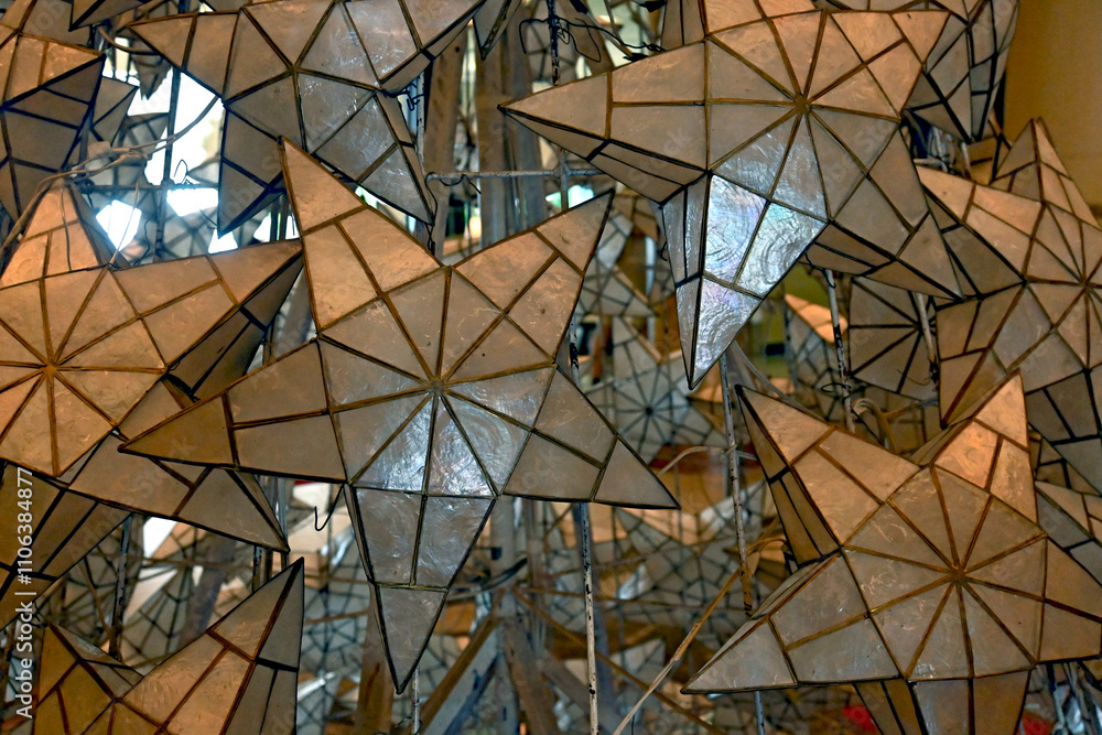 Capiz Christmas Stars as seen on a Capiz Christmas tree in the ...