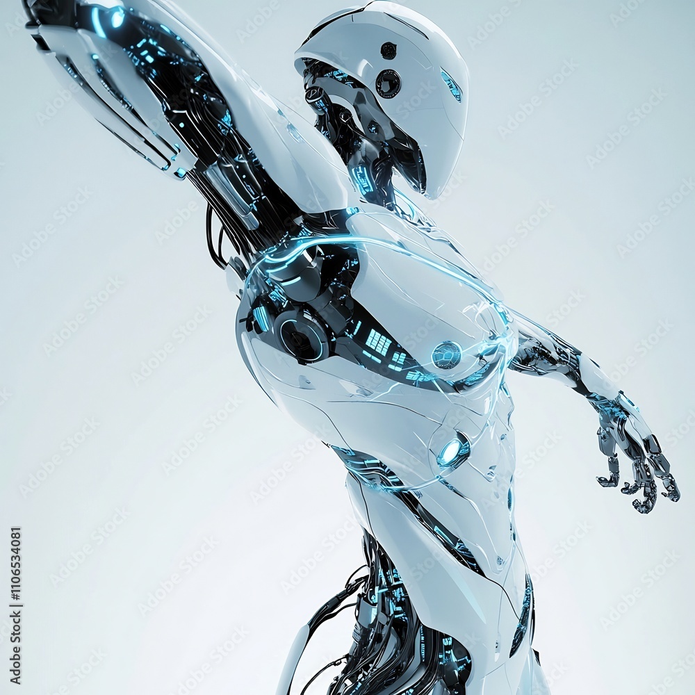 Futuristic abstract representation of a lightweight robotic exoskeleton ...