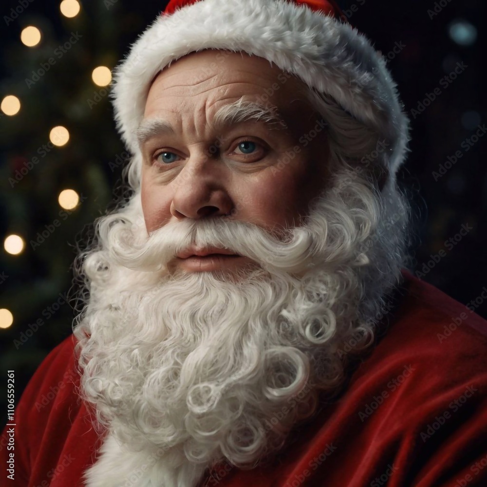 Santa Claus in a traditional costume and a red hat. An elderly man with ...