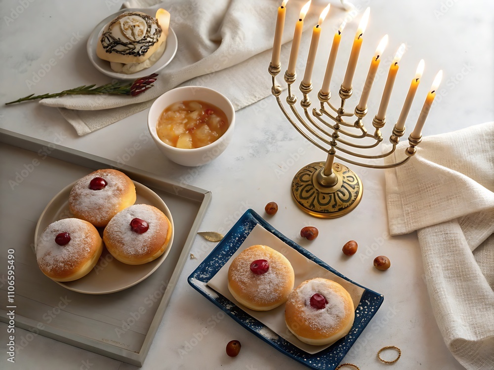 Celebrate Hanukkah 2025 with traditional treats and a beautiful menorah ...