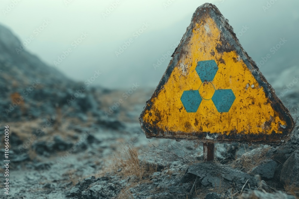 Warning of exposure: image of a radiation hazard symbol signaling ...