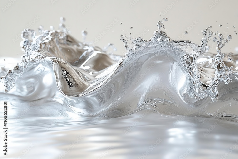 glistening molten silver splash captured in a moment of freeze ...