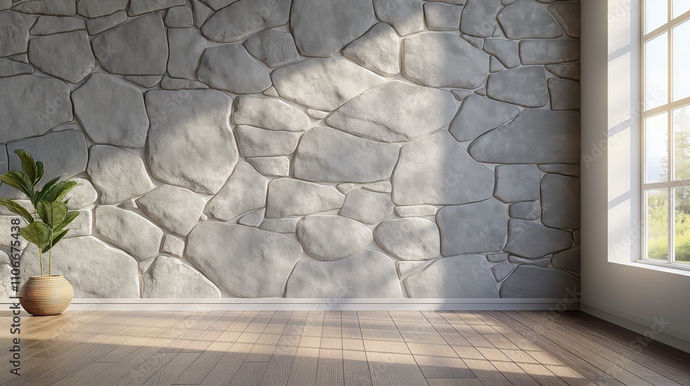 Pastel gray pale light grey stone empty room interior wall background ...