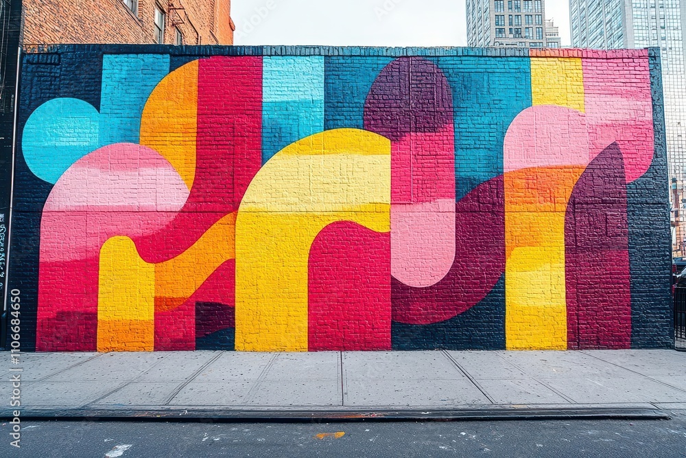 street art interpretation of the manhattan borough, featuring vibrant ...