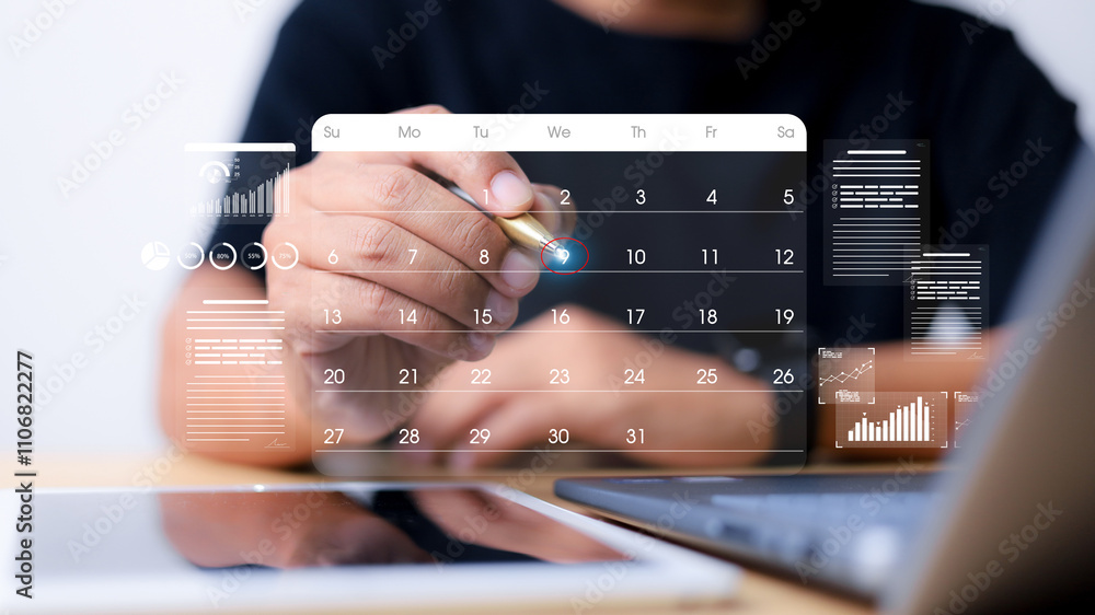 Time management concept. Businessman manages time for effective work ...