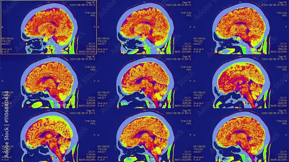 Magnetic resonance images of the brain, MRI of the brain, of a patient ...