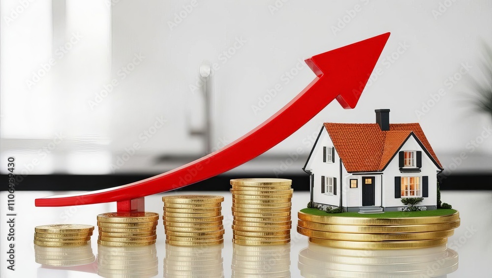 Rising Real Estate Trends: A countryside house model next to a series ...