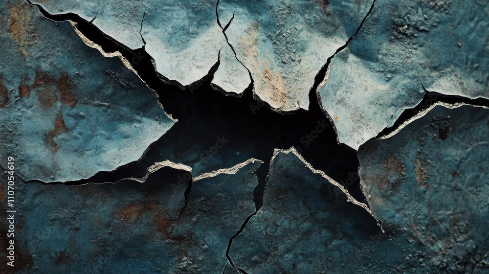 Torn hole, ragged crack in steel sheet. Vector realistic mockup of ...