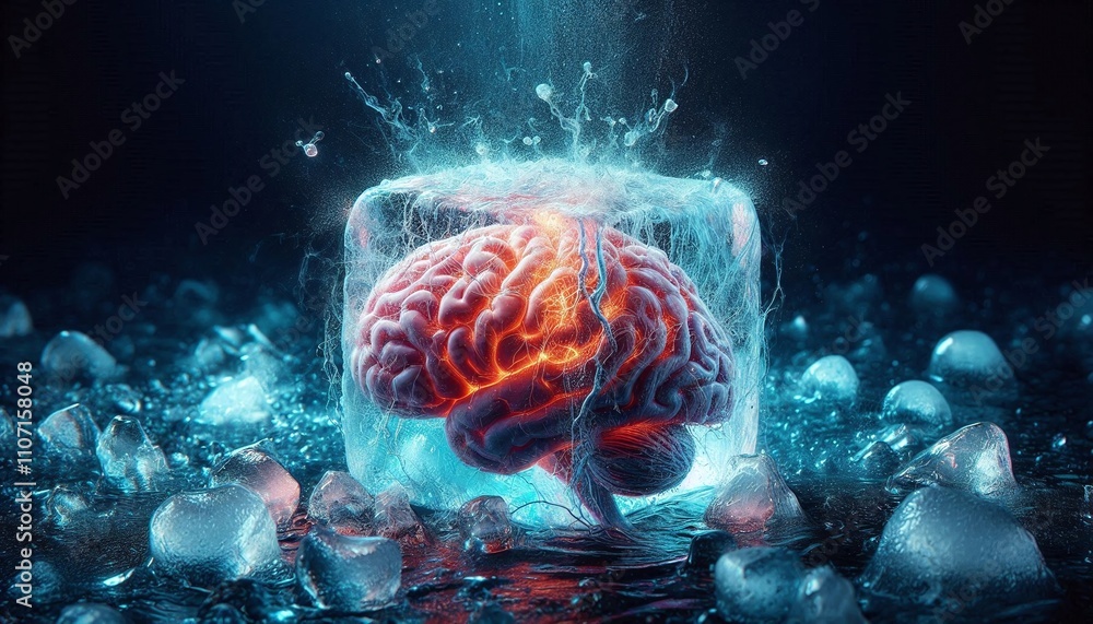 brain frozen in ice using cryogenics, to preserve ideas and ...