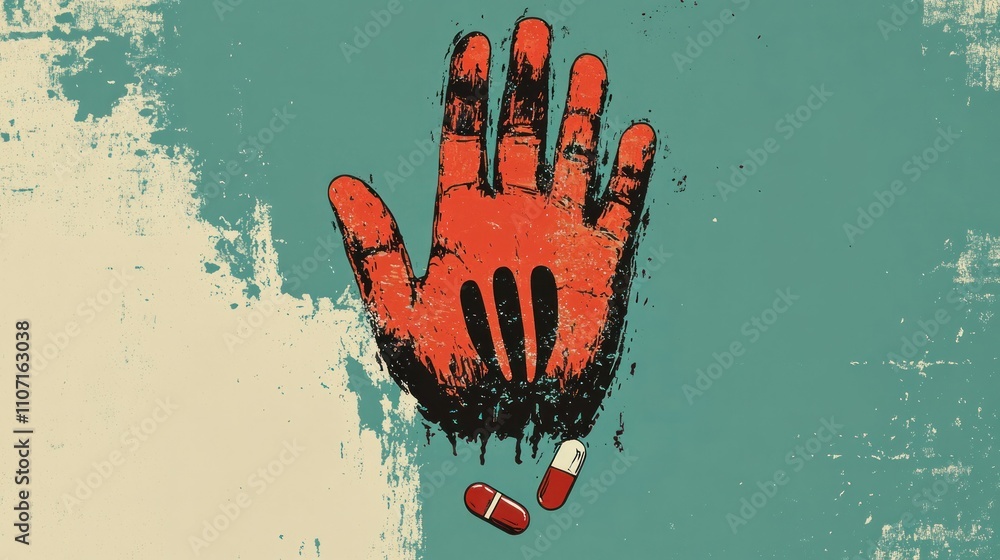 Creative anti-drug awareness graphic with a handprint featuring a bold ...