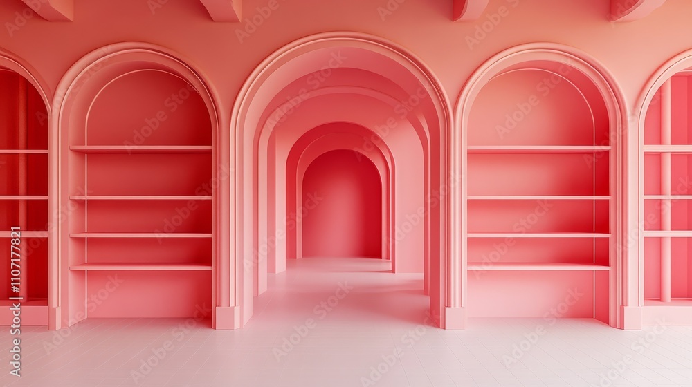 3D wall arch niches or gallery display frames and showcase boxes ...