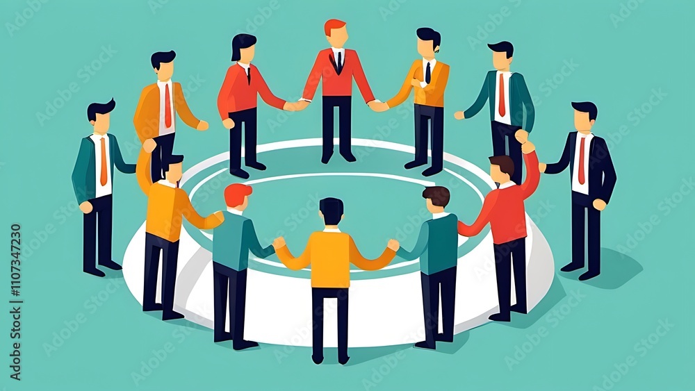 Dispute, Business team building target Business colleagues in a circle ...