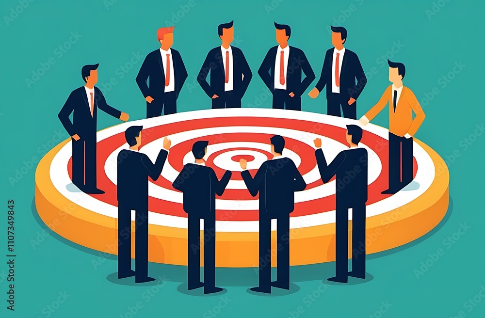 Dispute, Business team building target Business colleagues in a circle ...
