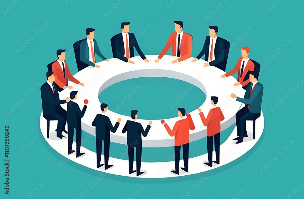 Dispute, Business team building target Business colleagues in a circle ...