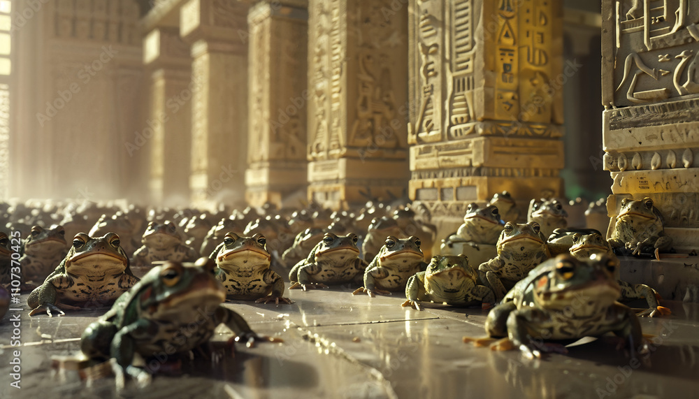 The Second plague of Egypt, Plague of Toads Swarm in Egyptian Temples ...