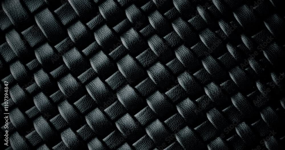 Black Leather Woven Texture. Close-up of a black leather woven pattern ...