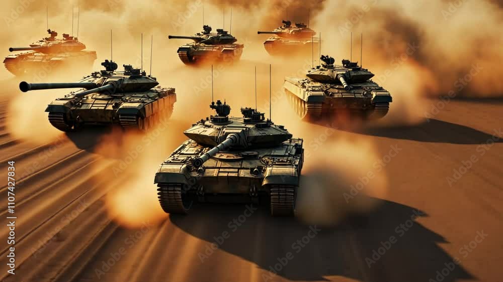 Tank platoon A tank platoon moves in a synchronized formation, their ...