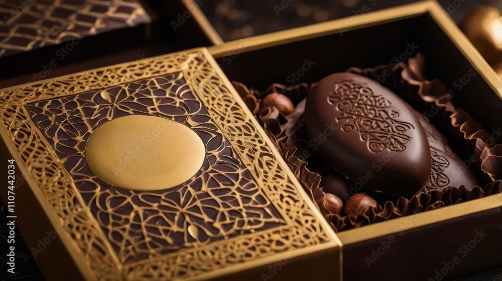 Magnificent Arabian chocolate, chocolate with Arabic calligraphy in an ...