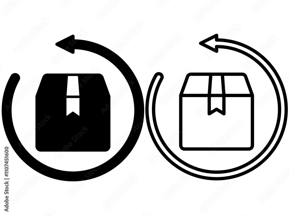 Vetor de return icon send back package, icon flat style pictogram for ...